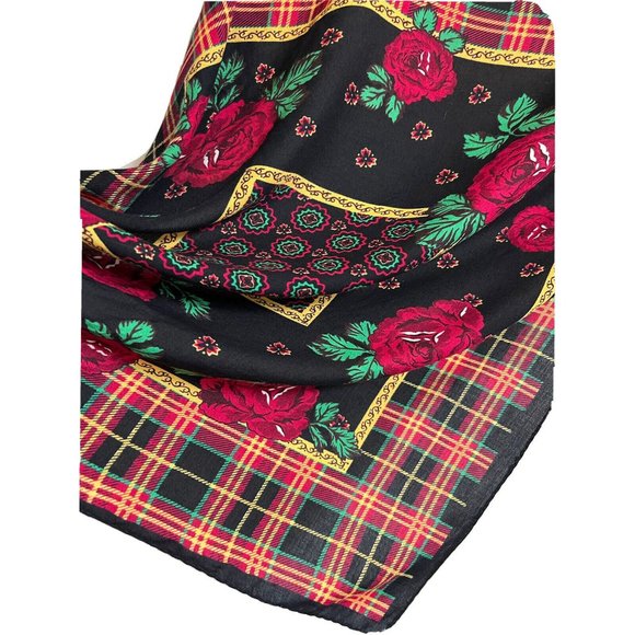 Unbranded Vintage | Accessories | Vintage Square Floral Red Roses Scarf ...